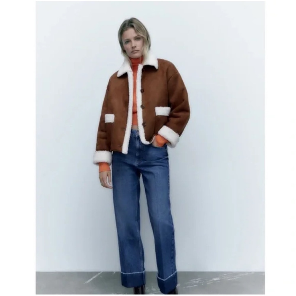 Zara Faux Shearling/Sherpa/Suede Jacket - Gem